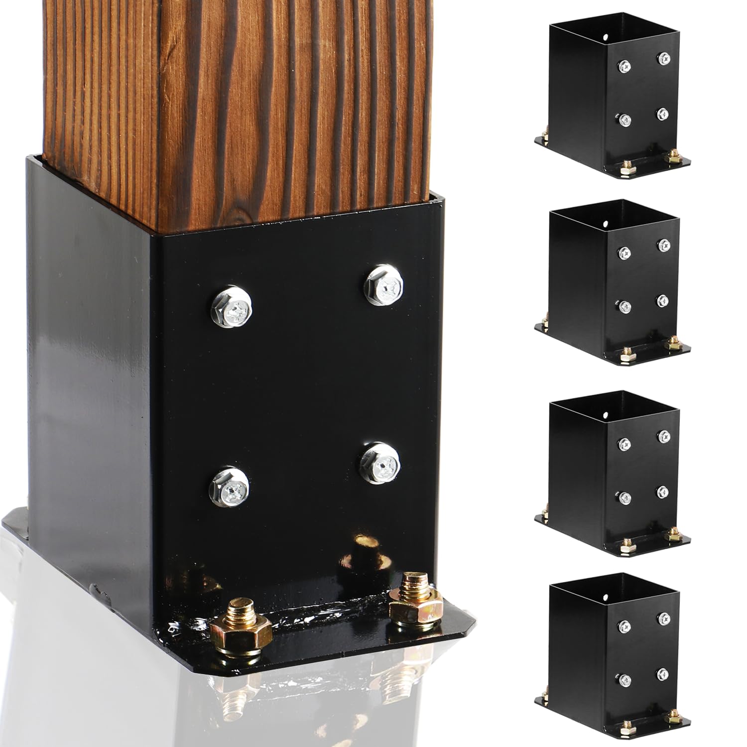 Supllueer Railing Post Base 4x4 Deck Post Base with Screws, Metal Conc ...